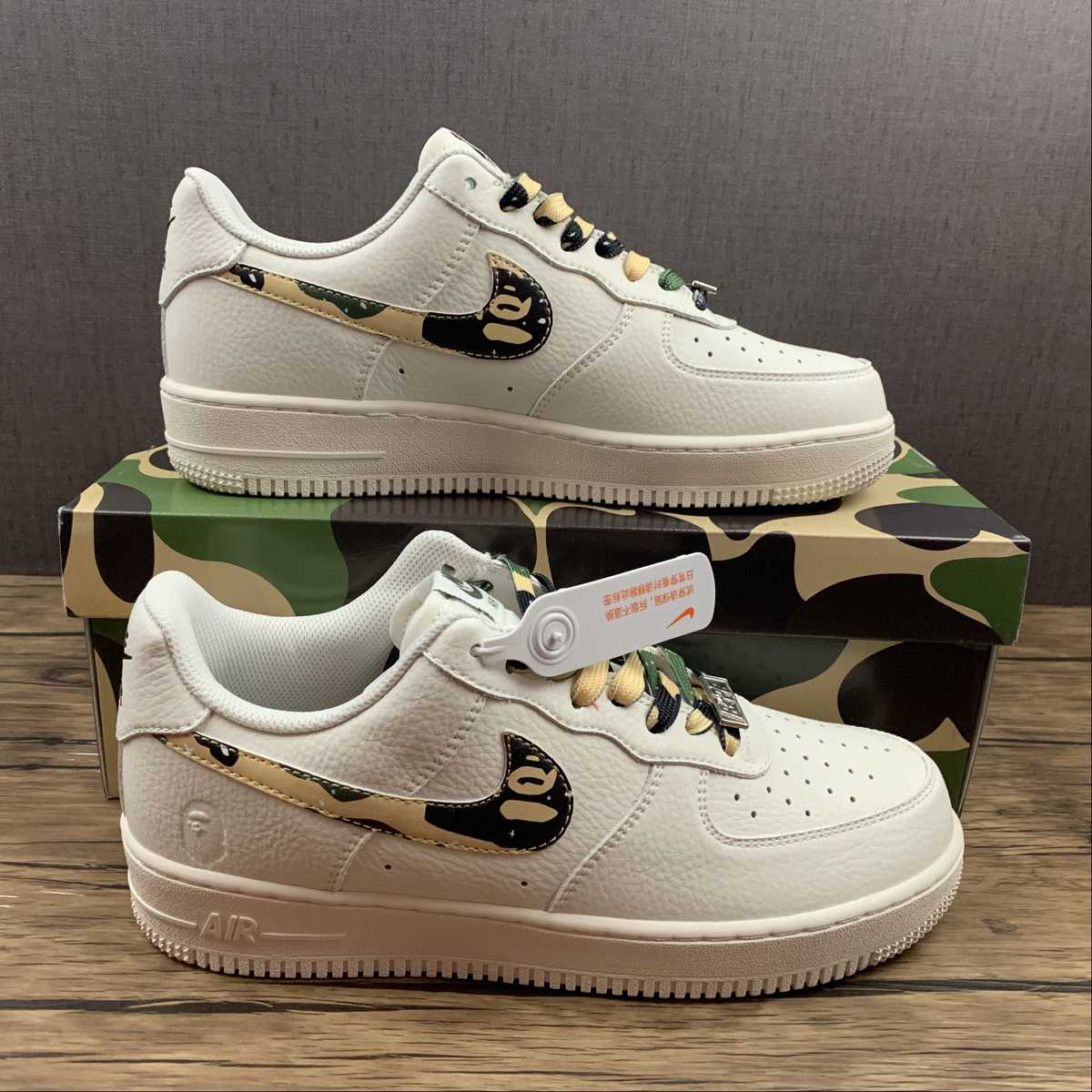 Bape x Nike Air Force 1 07 Low Camouflage White Green AA1365-118 ...