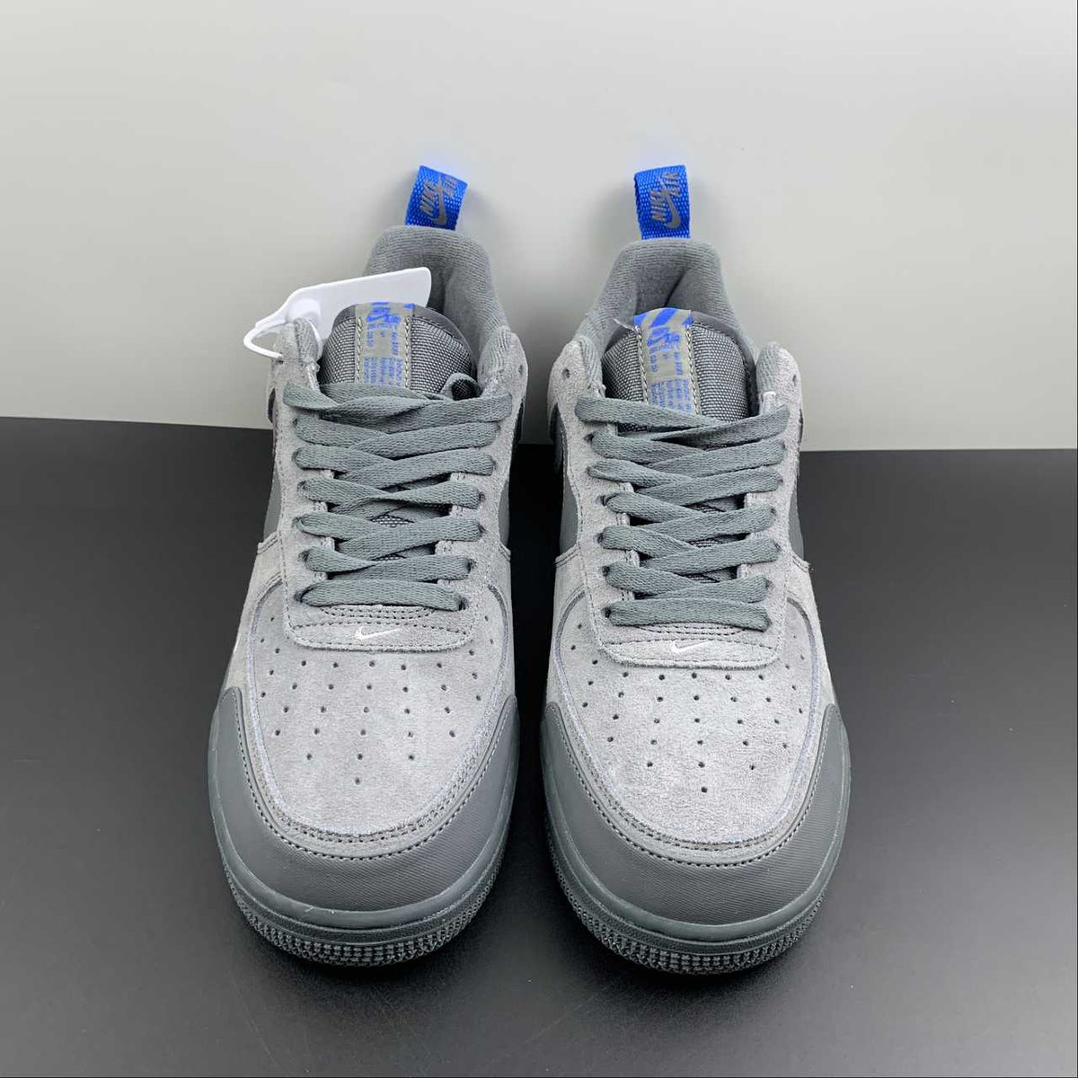 Air Force 1 Low Cut Out Swoosh Gray Light Blue Black Smoke Photo DO670 ...